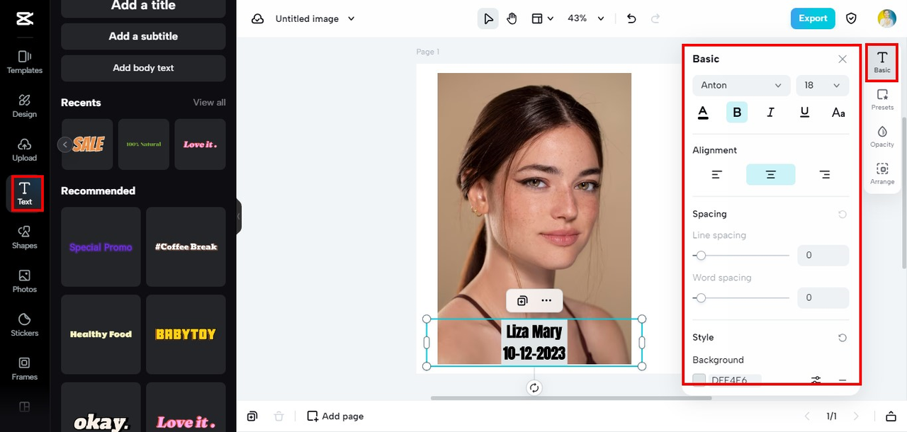 How to Add Name and Date in Photos Online with CapCut