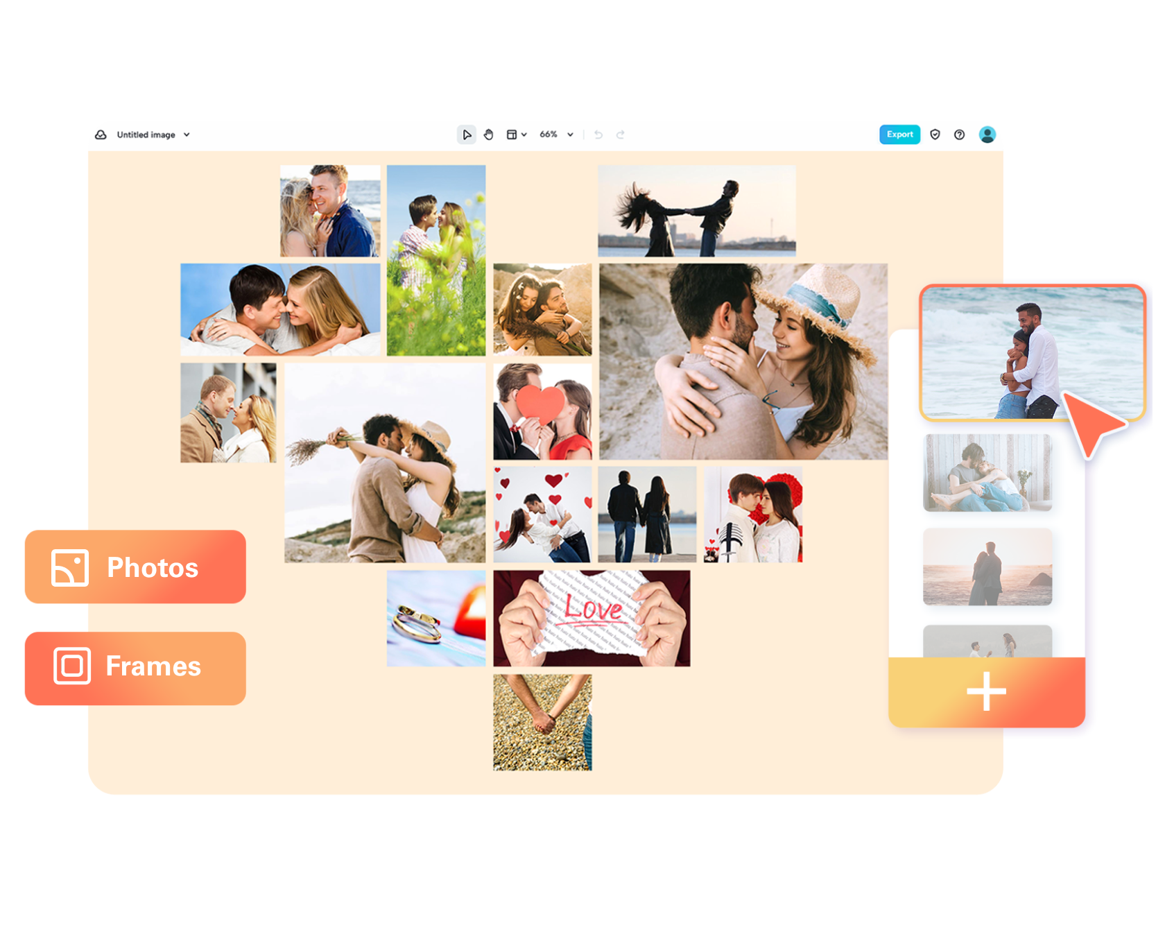 Heart-shaped Photo Collage Maker Online | CapCut Online Editor