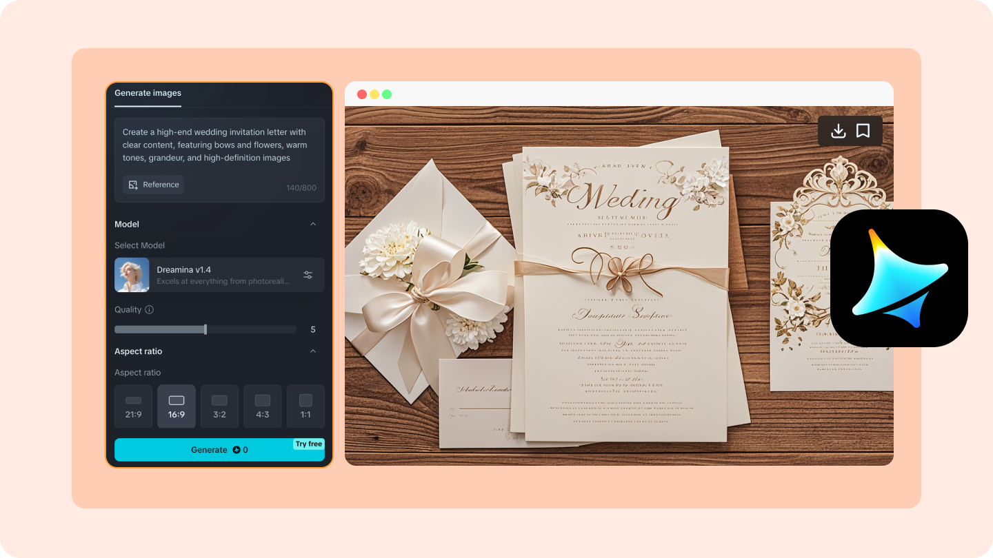 Dreamina Wedding Invitation Maker | Create Timeless & Elegant Invites